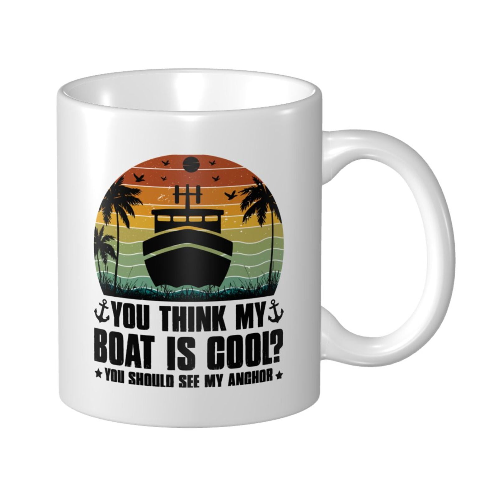 Boat and Anchor Design Ceramic Coffee Mug, Funny Tea Cup - Motivational ...