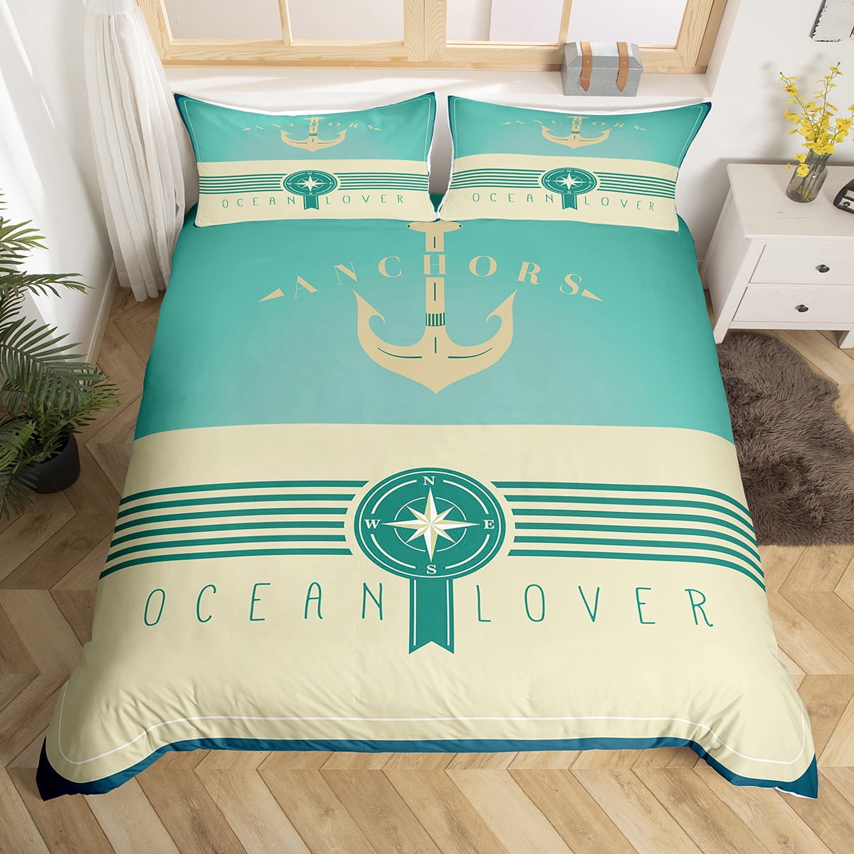 Boat Anchor Duvet Cover Nautical Bedding Set for Women Boys,Boat ...
