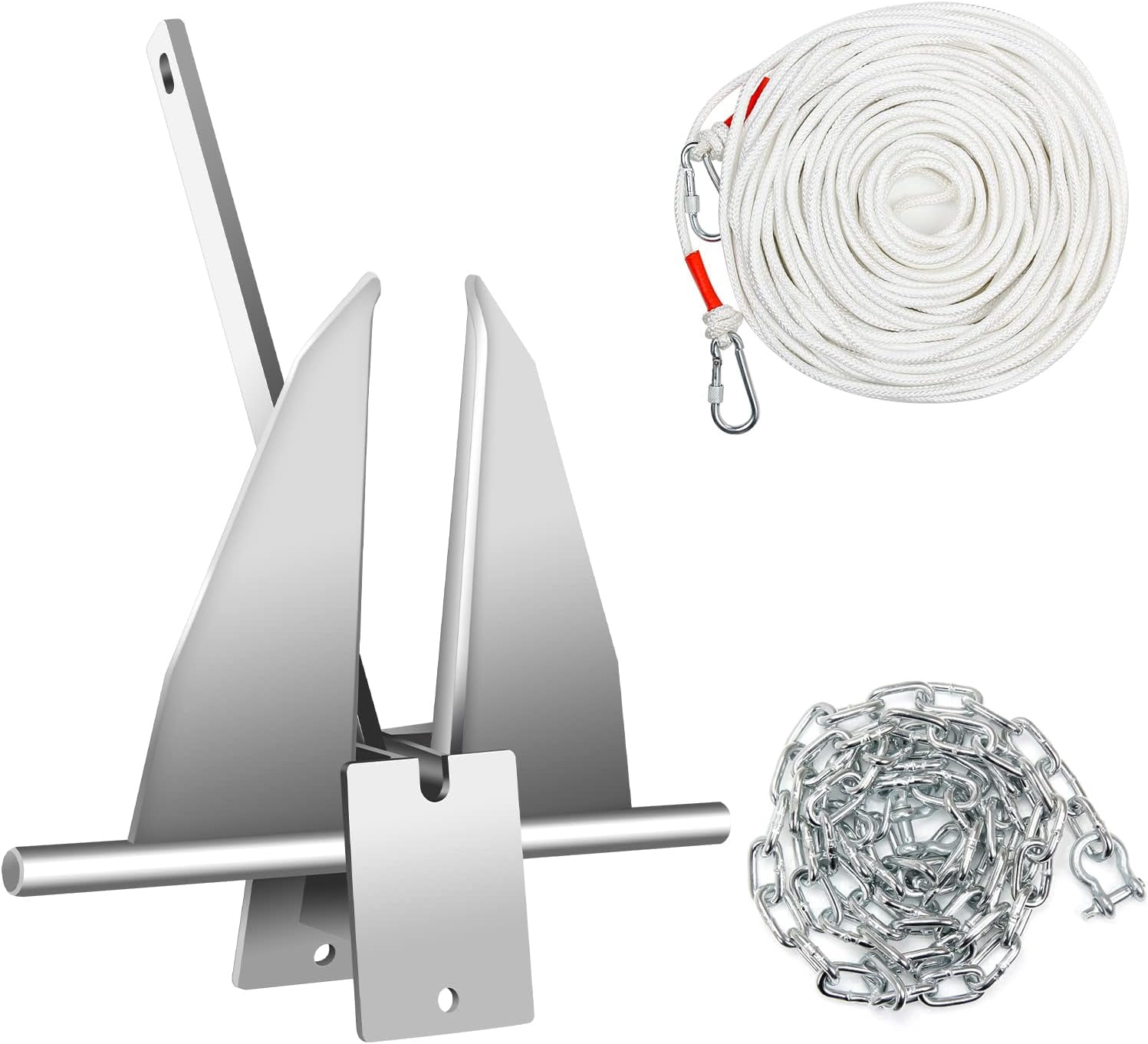 Boat Anchor Kit,Fluke Style Anchor,Hot-Dipped Galvanized Steel, Kit ...