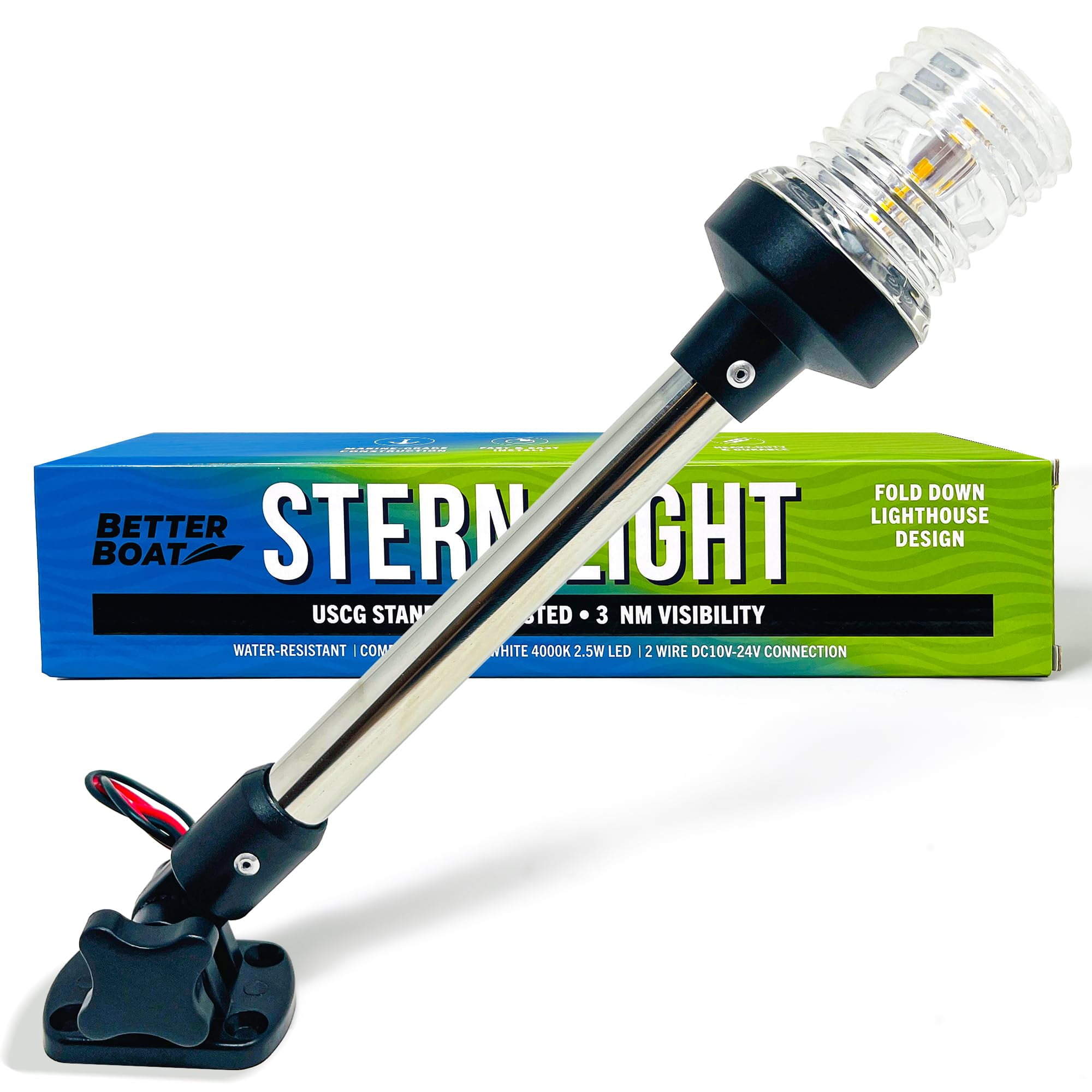 Boat Anchor Light, 12" LED Stern Light, USCG Tested Fold-Down ...