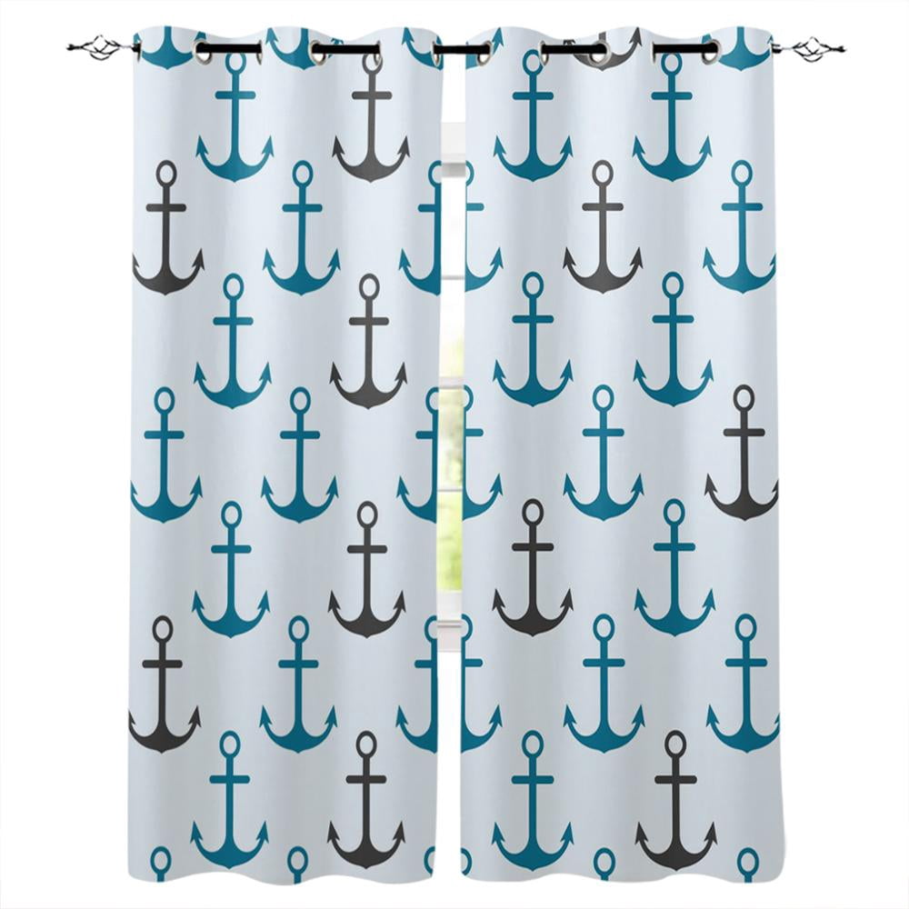 Boat Anchor Ocean Ship Black Window Curtains Living Room Curtain Home ...