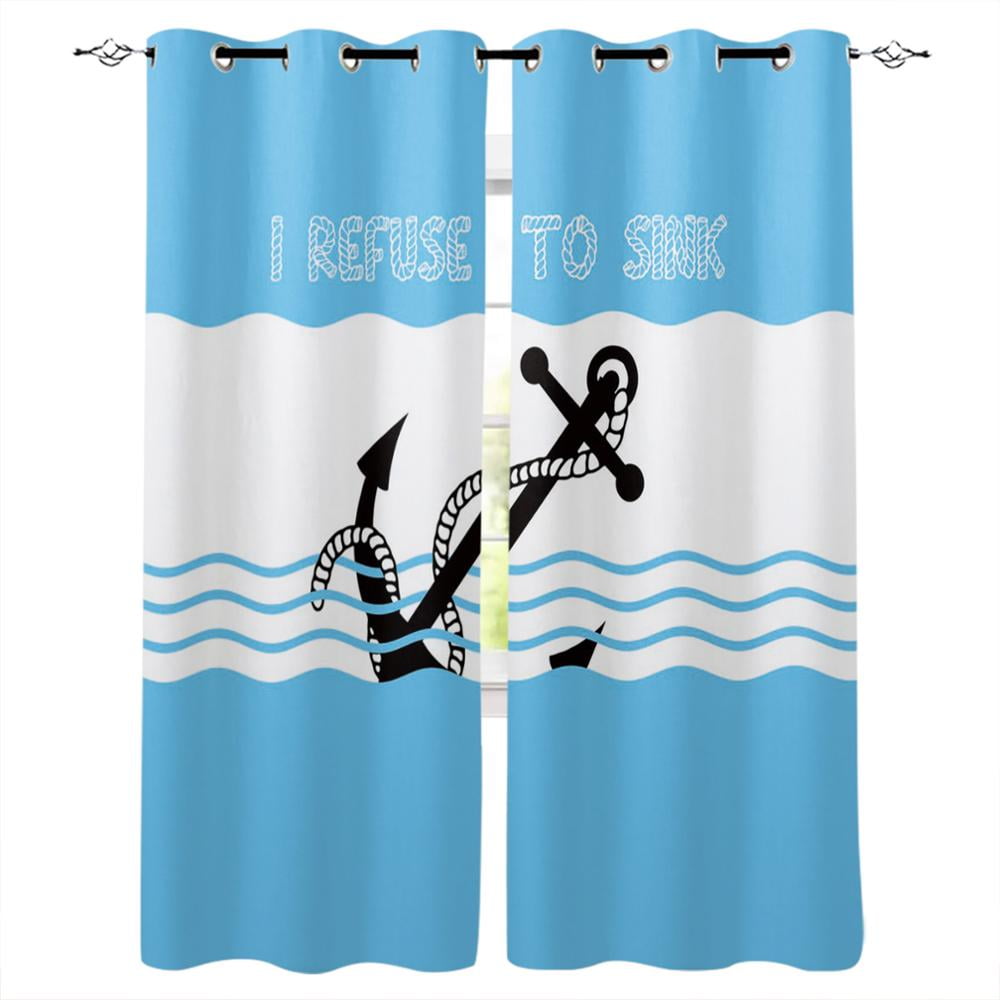 Boat Anchor Ocean Ship Black Window Curtains Living Room Curtain Home ...