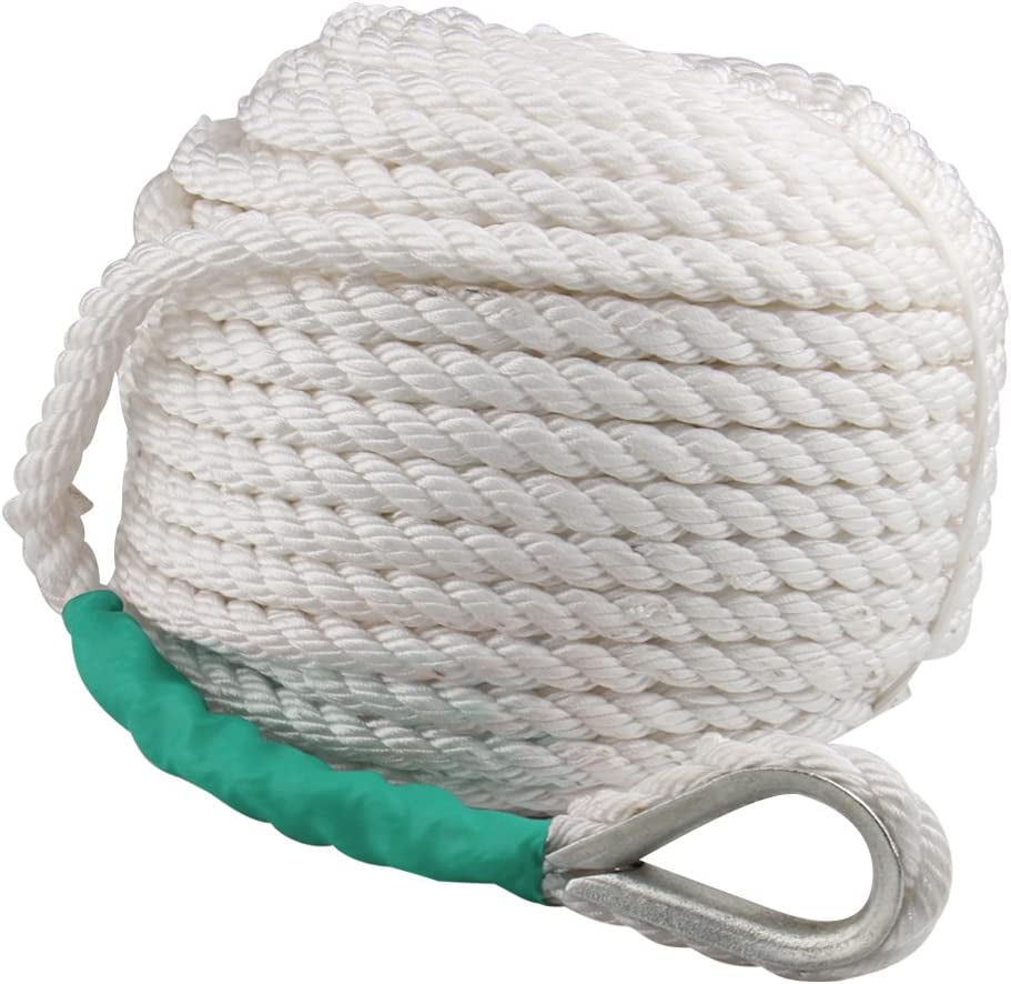 Boat Anchor Rope 200 ft x 1/2 inch Polypropylene Rope 3 Strand Twisted ...