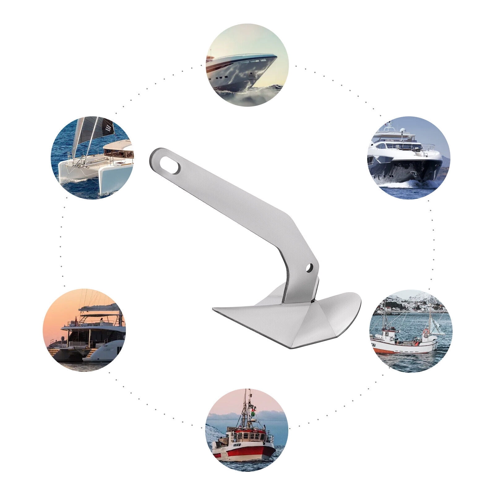 Boat Anchor Wing 316 Stainless Steel Non-Hinged Plow Silver for Boats ...