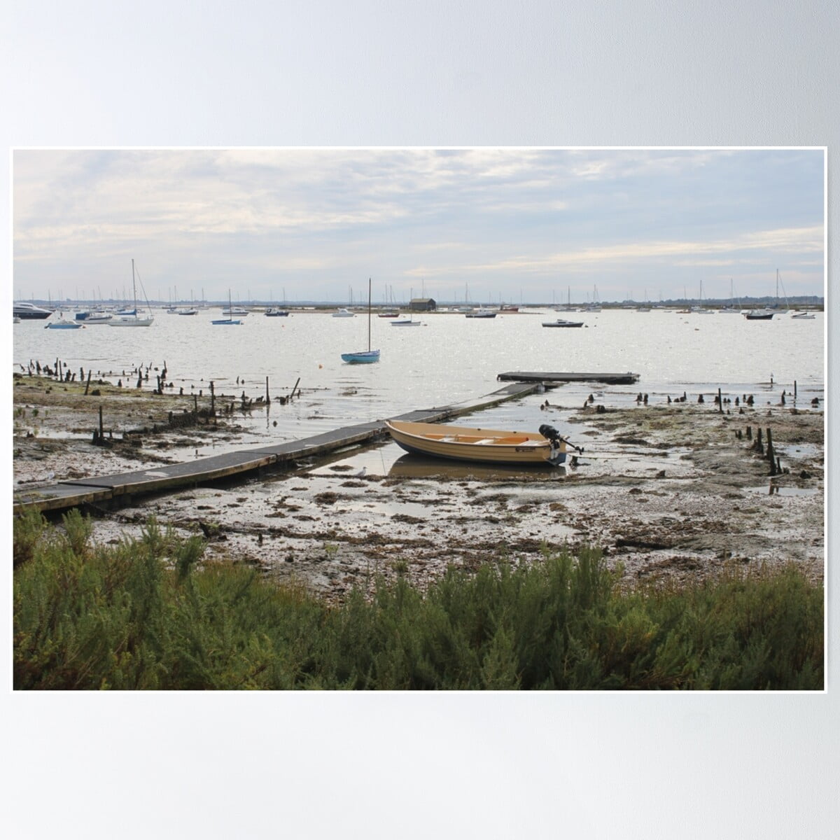 Boat And Jetty At Mersea Island Poster Wall Art, Modern Wall Decor For ...