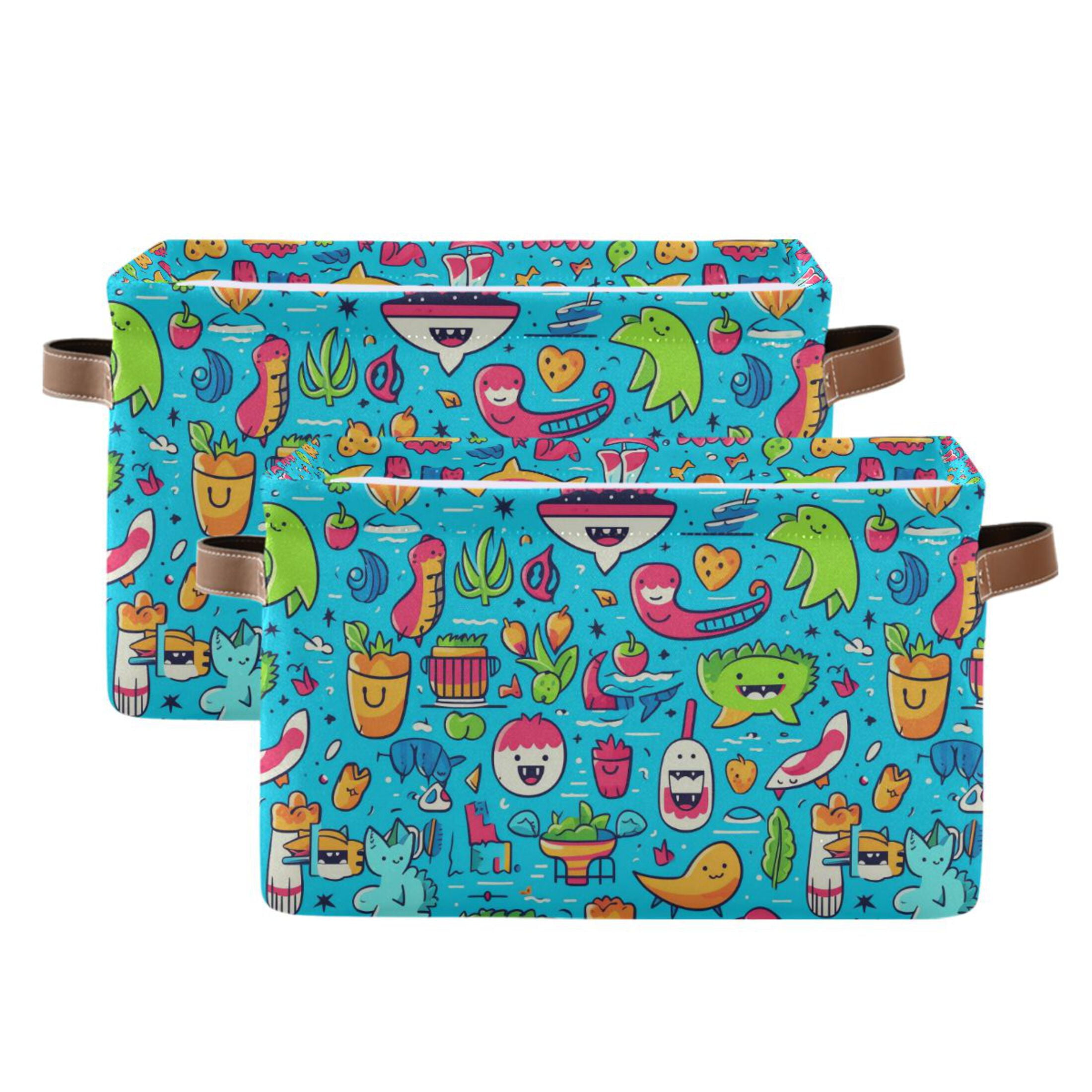 Boat Animal Fruits Heart Storage Bins with Handle Fabric Organizer ...