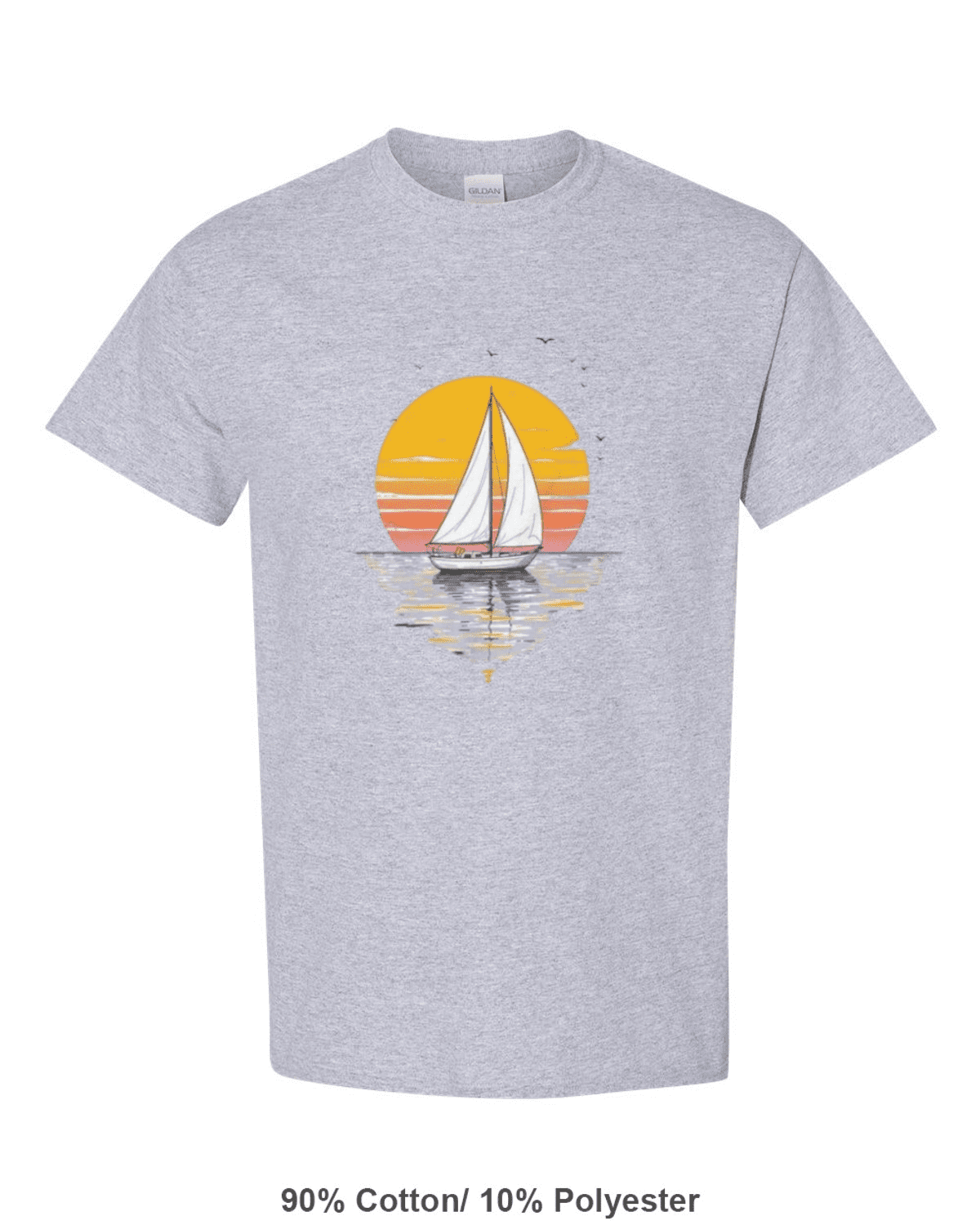 Boat At Sunset Scene Clean Art Style For Ocean Lovers Tee Unisex T-Shirt, for men & women, up to ...