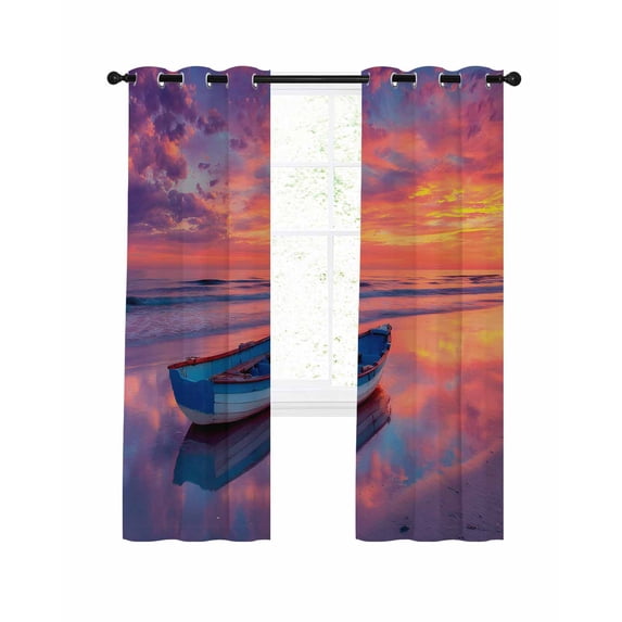 Boat Blackout Curtains 45 Inch Length Country Gradient Purple Yellow ...