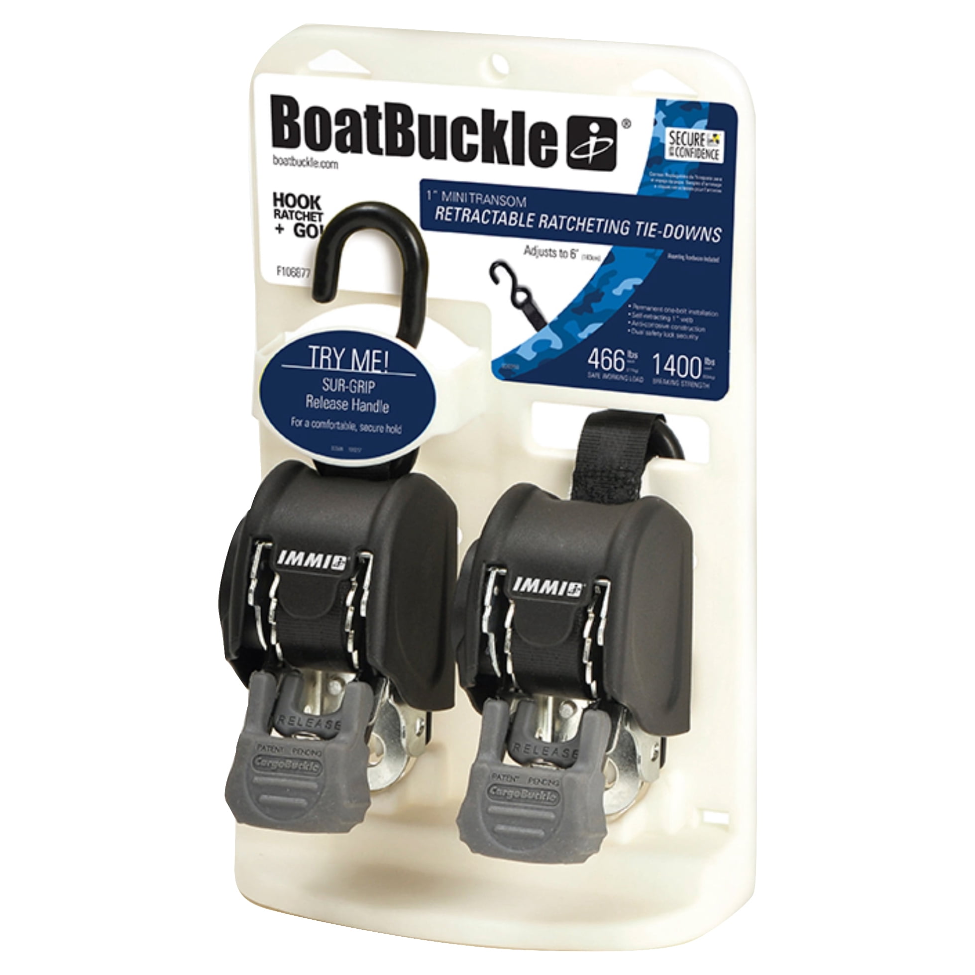 Boat Buckle F106877 Mini G3 Retractable Transom Tie-Down 2 Pack ...