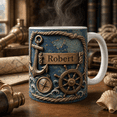 Boat Captain Dad Custom Mug, Personalized Nautical Coffee Mug with ...