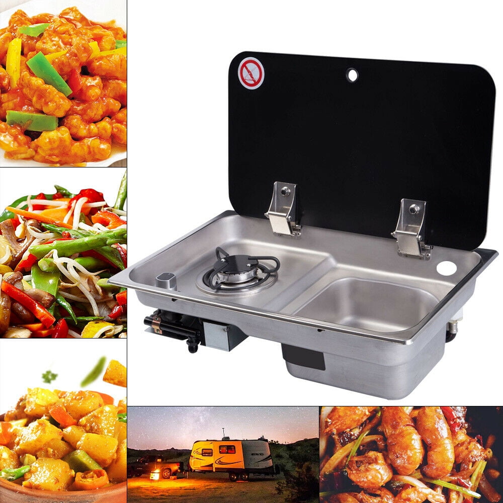 Boat Caravan RV Camper 1 Burner Gas Stove Hob & Sink Combo Gas Stove w ...