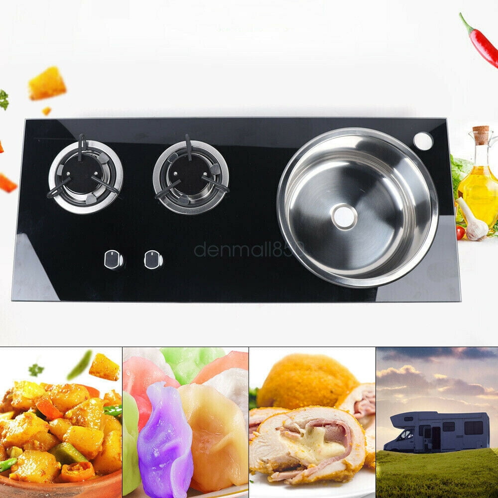 Boat Caravan RV Camper 2 Burners LPG Gas Stove Hob & Sink Combo LPG Gas ...