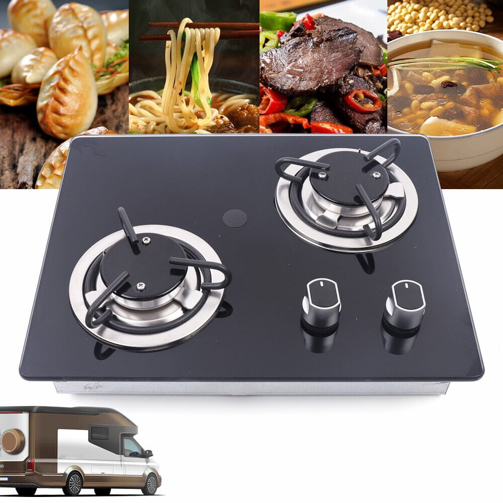 Boat Caravan RV Camper LPG Gas Stove Hob 2 Gas Burner Tempered Glass ...
