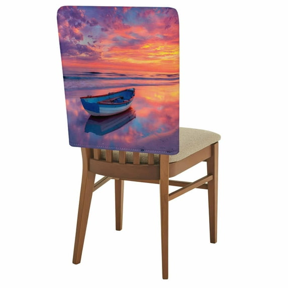 Boat Chair Back Covers Set of 6, Country Gradient Purple Yellow Sunset ...