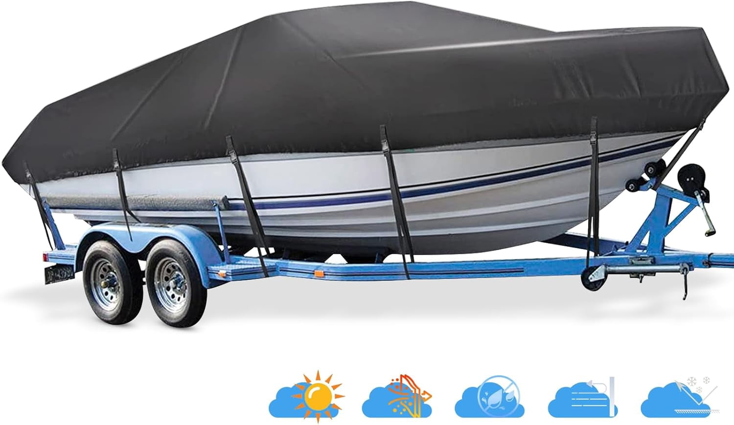 Boat Cover 16ft-18.5 ft, Heavy Duty Covers fits Bass Boats, V-Hull, Tri ...