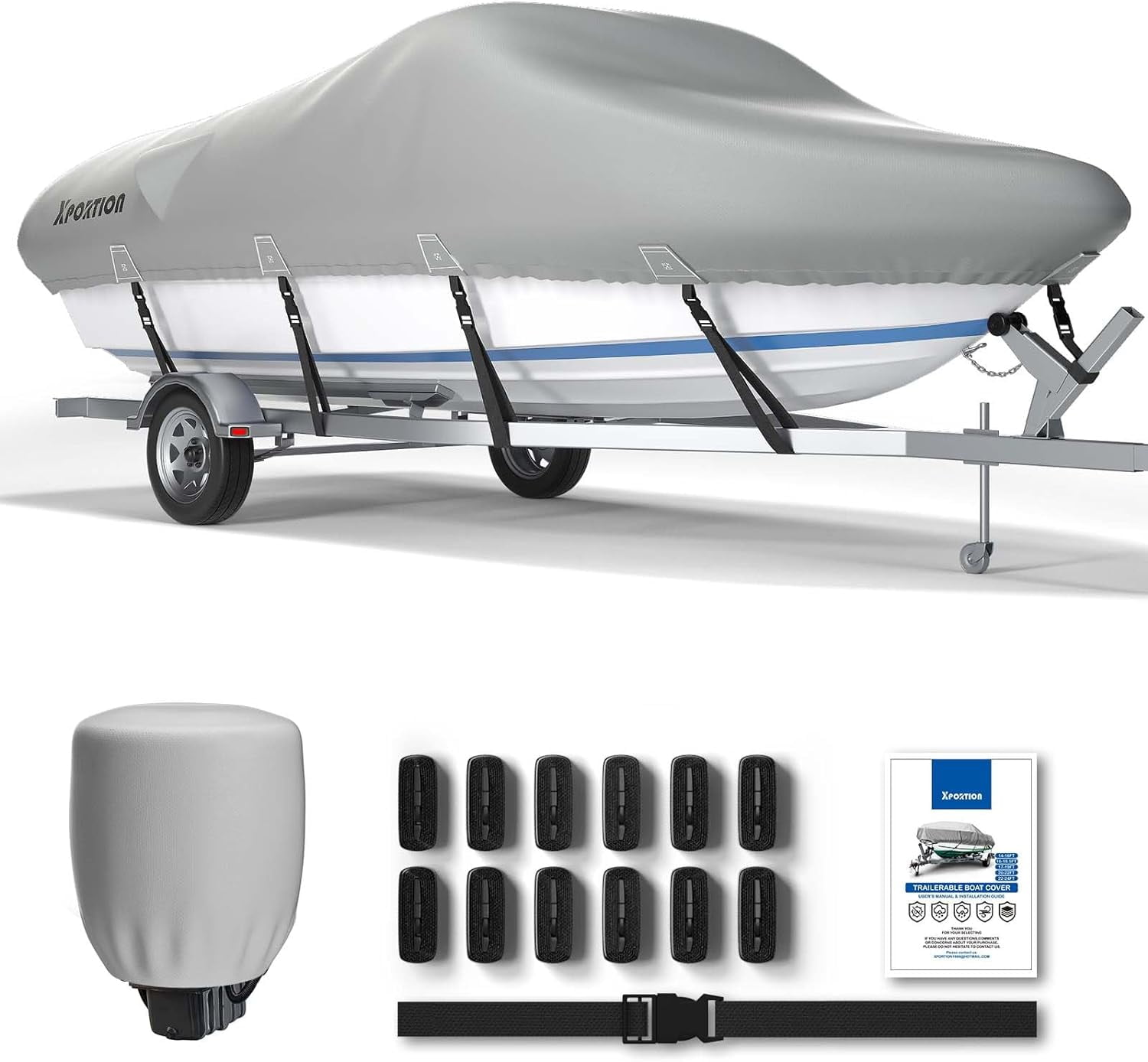 Boat Cover, 17’-19’ Waterproof 800D Marine Grade Polyester Canvas ...