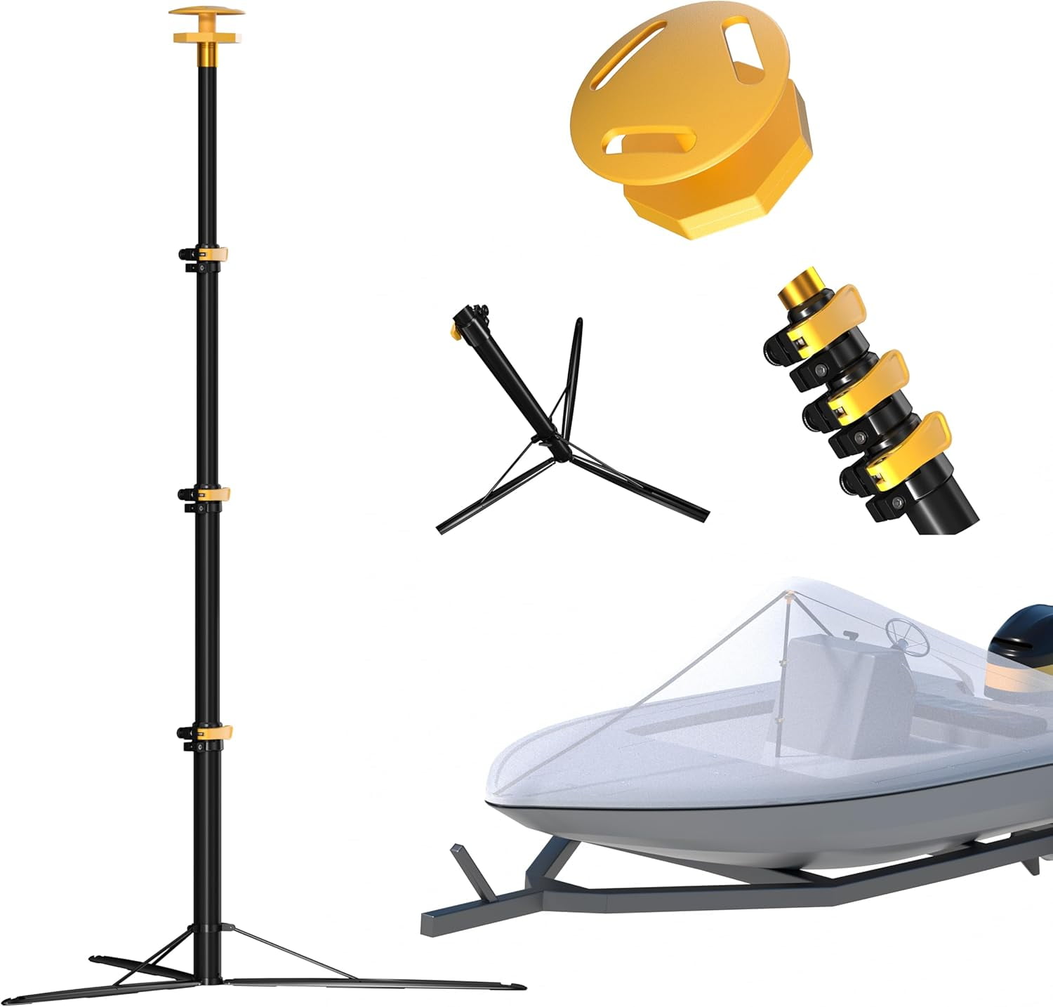 Boat Cover Support Poles Stand System Stable Base Height Adjustable ...