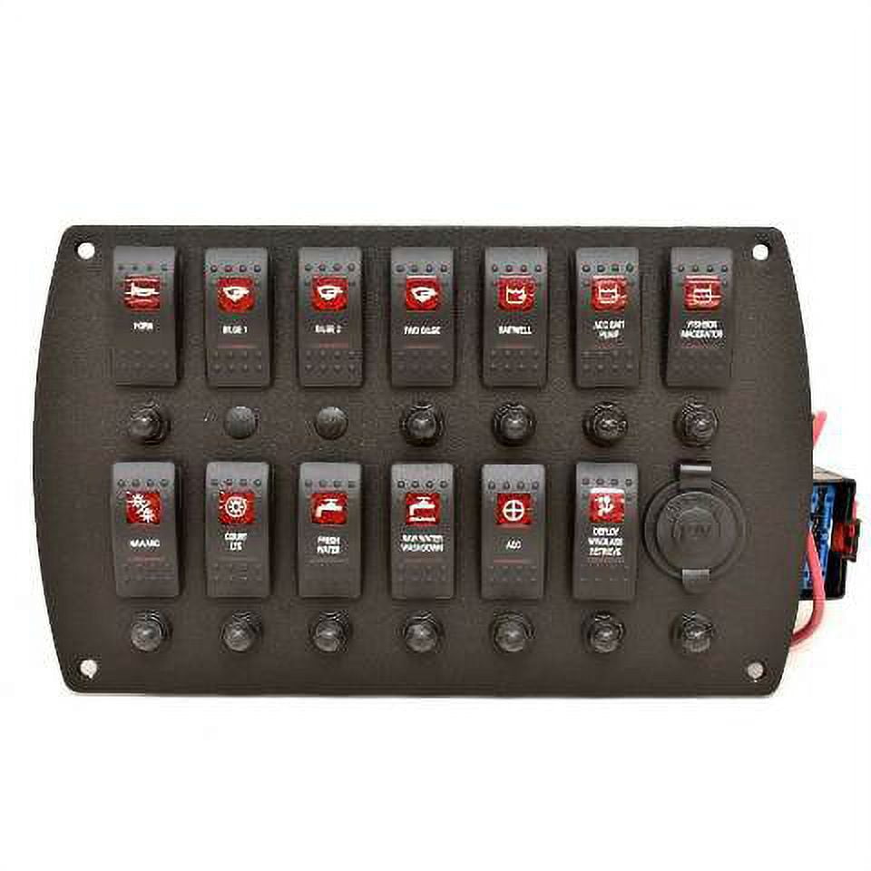 Boat Dash Switch Panel AD-352-065 | W/ Breakers Black Plastic - Walmart.com