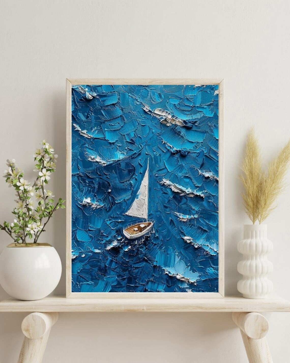 Boat Day at Sea Art Poster Werner Bronkhorst Style Modern Coastal Wall ...