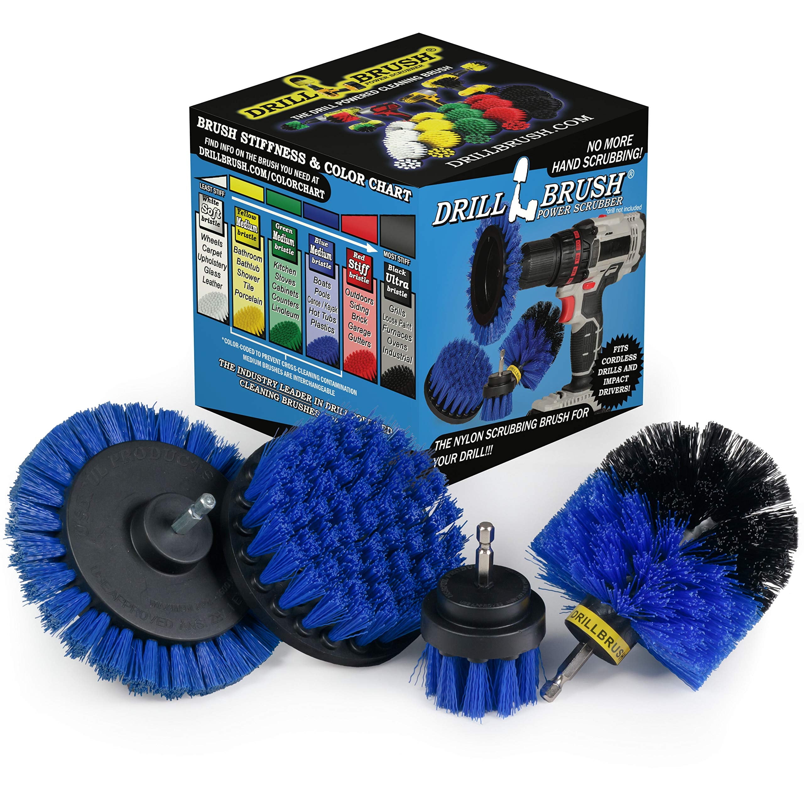 Boat Detailing Drill Brush – Blue Nylon Bristle Power Scrubber Set for ...