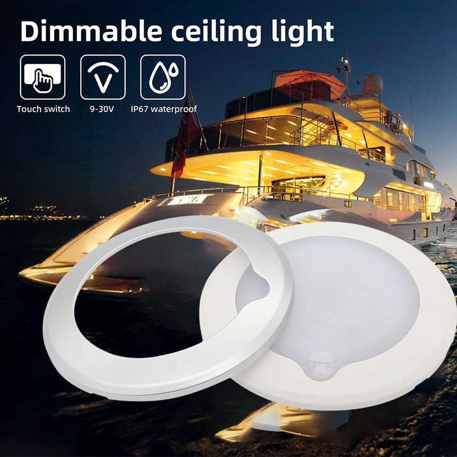 Boat Dimmable LED Ceiling Light with Touch Dimmer Switch Interior Down ...