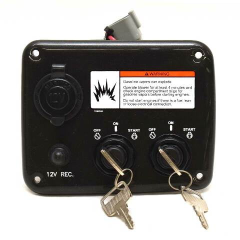 Boat Dual Ignition Switch Panel | w/ 12V Receptacle Black - Walmart.com