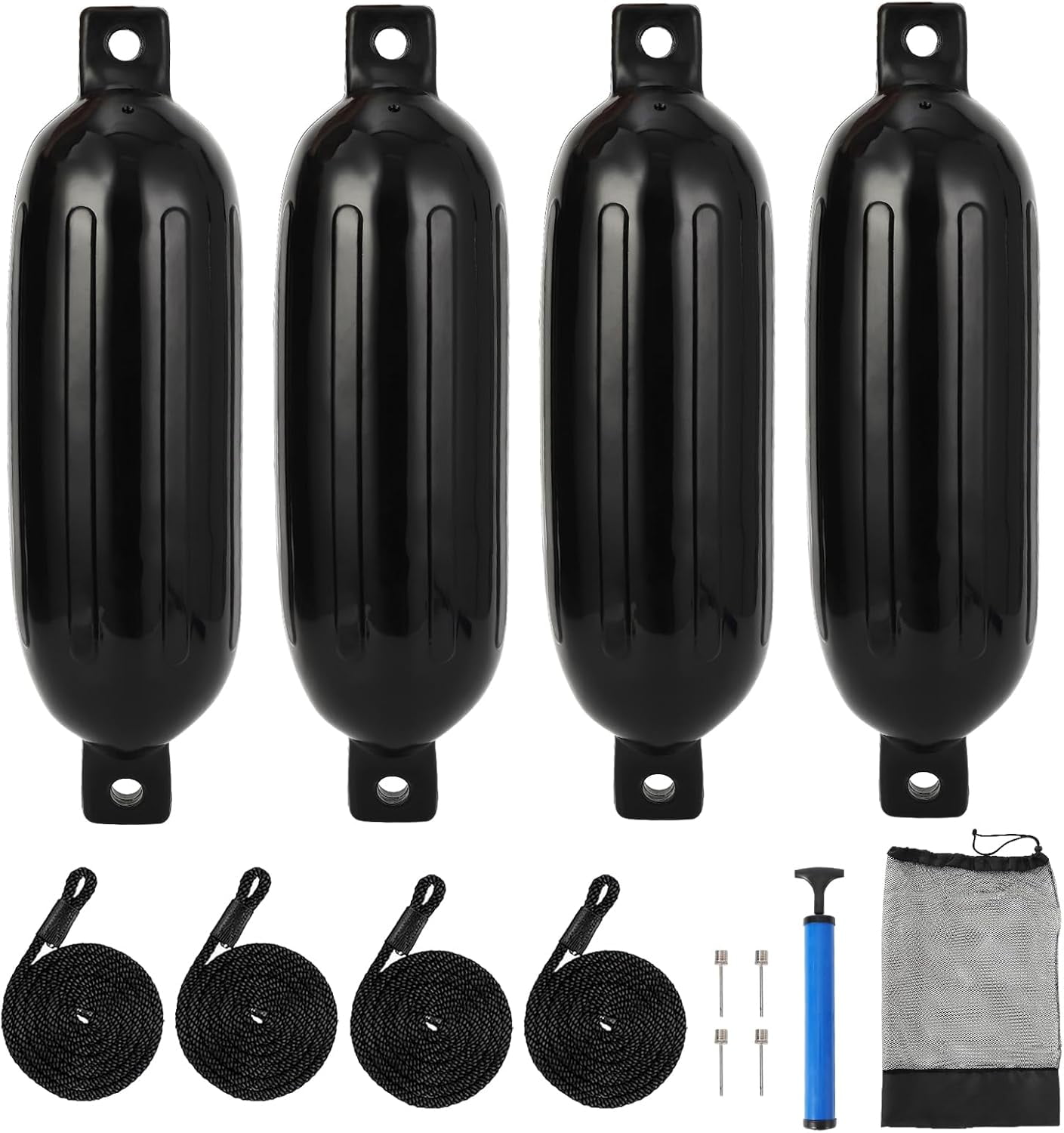 Boat Fender 4 Pack,Boat Bumpers Fenders with 4 Ropes,1 Air Pump & 1 ...