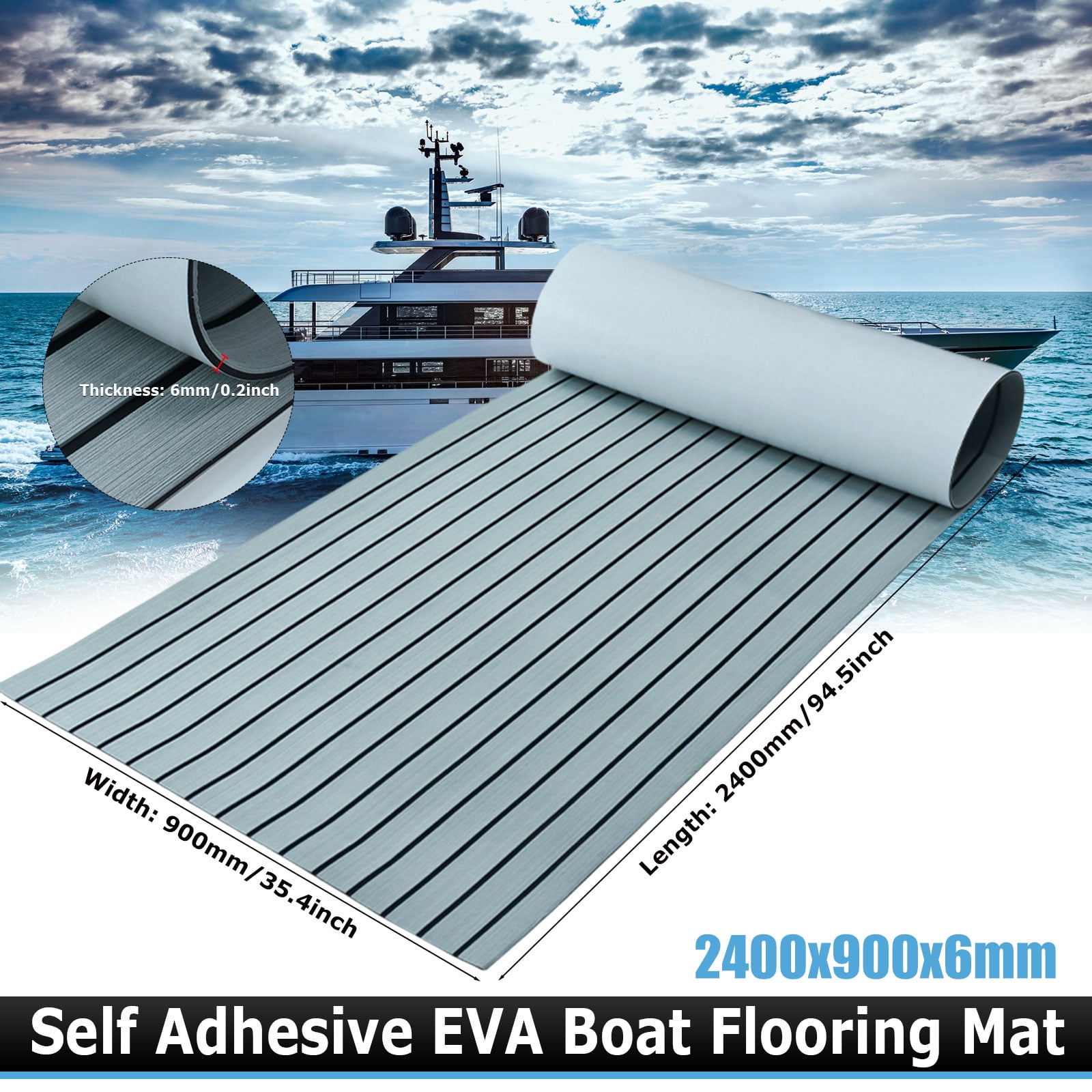 Boat Flooring EVA Foam Boat Decking Marine Mat Non-Slip Self-Adhesive Flooring Sheet for ...