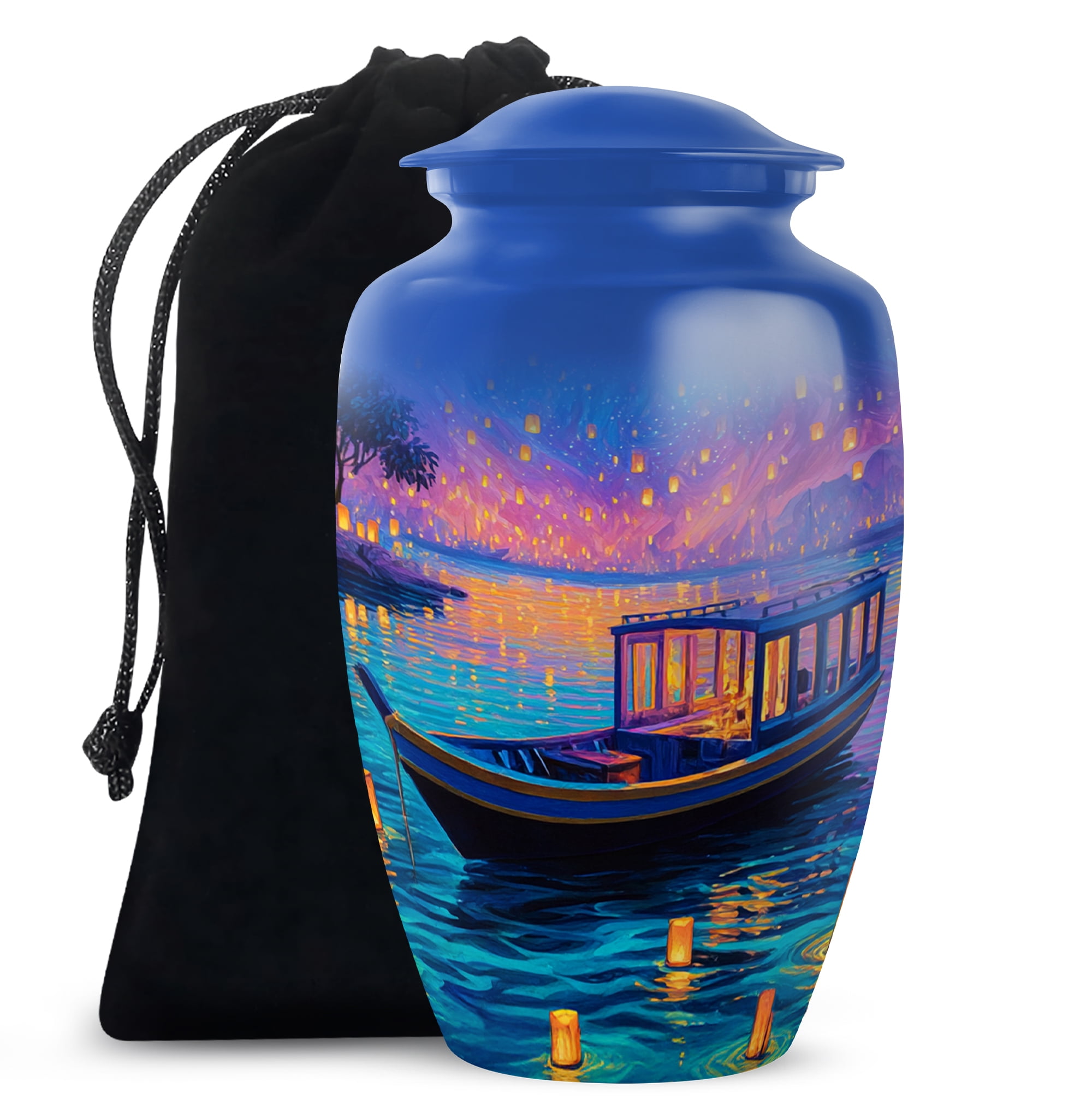 Boat Funeral Cremation Urn For Human Ashes Male & Female - Large Blue ...