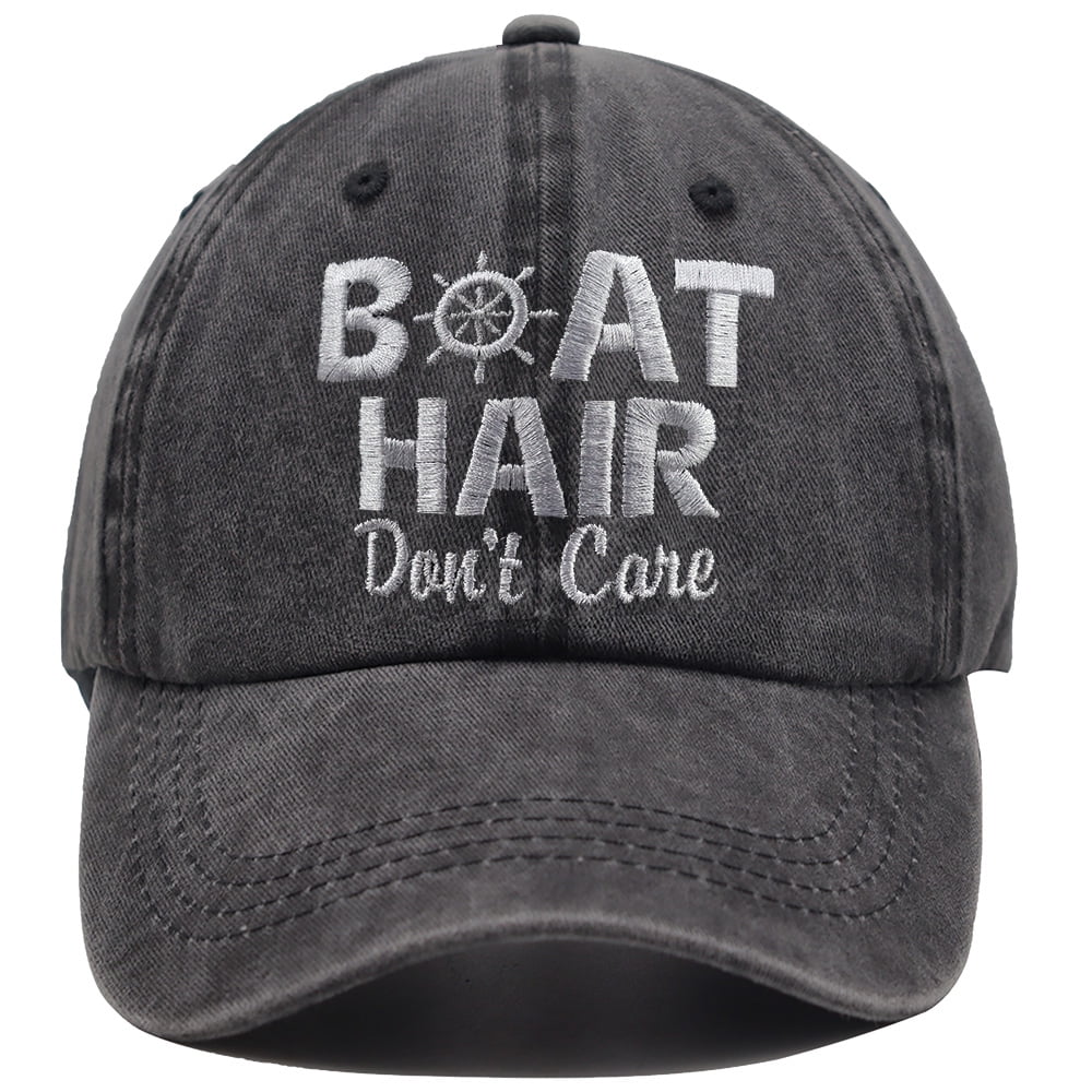 Boat Hair Don't Care Hat for Men Women, Embroidered Adjustable Cotton ...