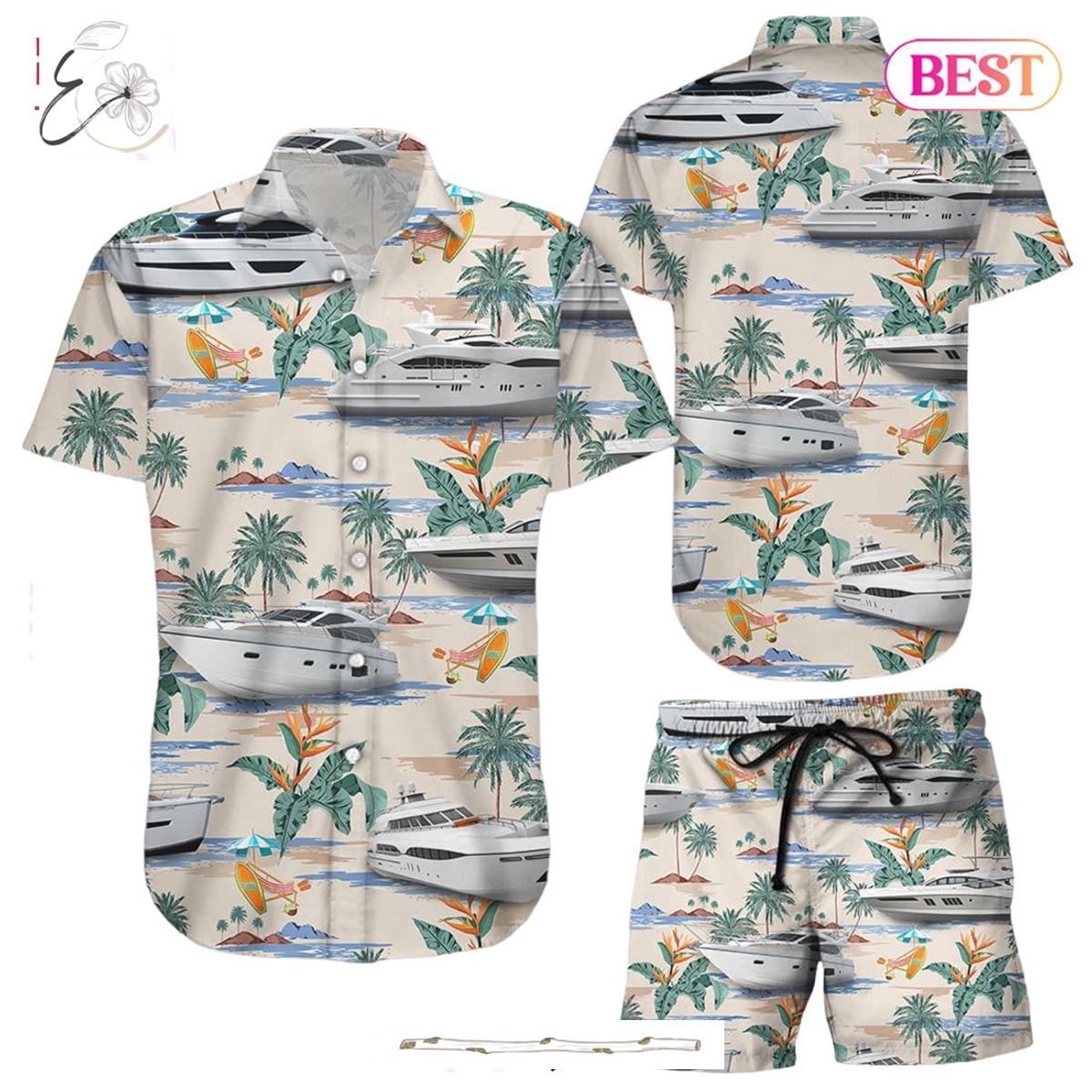 Boat Hawaiian Shirt Tropical Sailing Boat On The Beach Hawaii Shirt ...