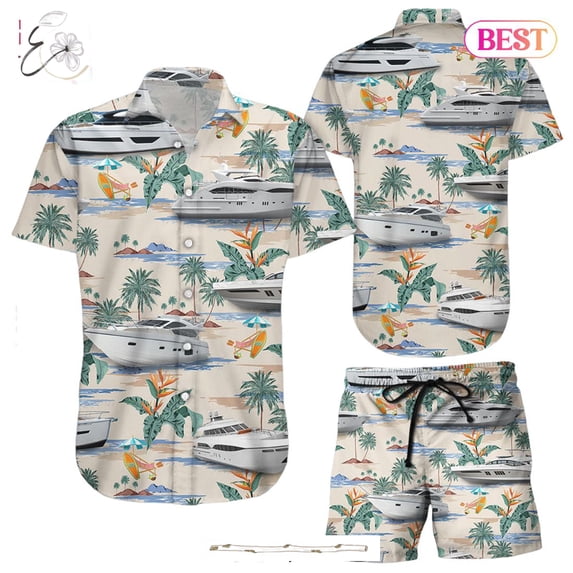Boat Hawaiian Shirt Tropical Sailing Boat On The Beach Hawaii Shirt ...