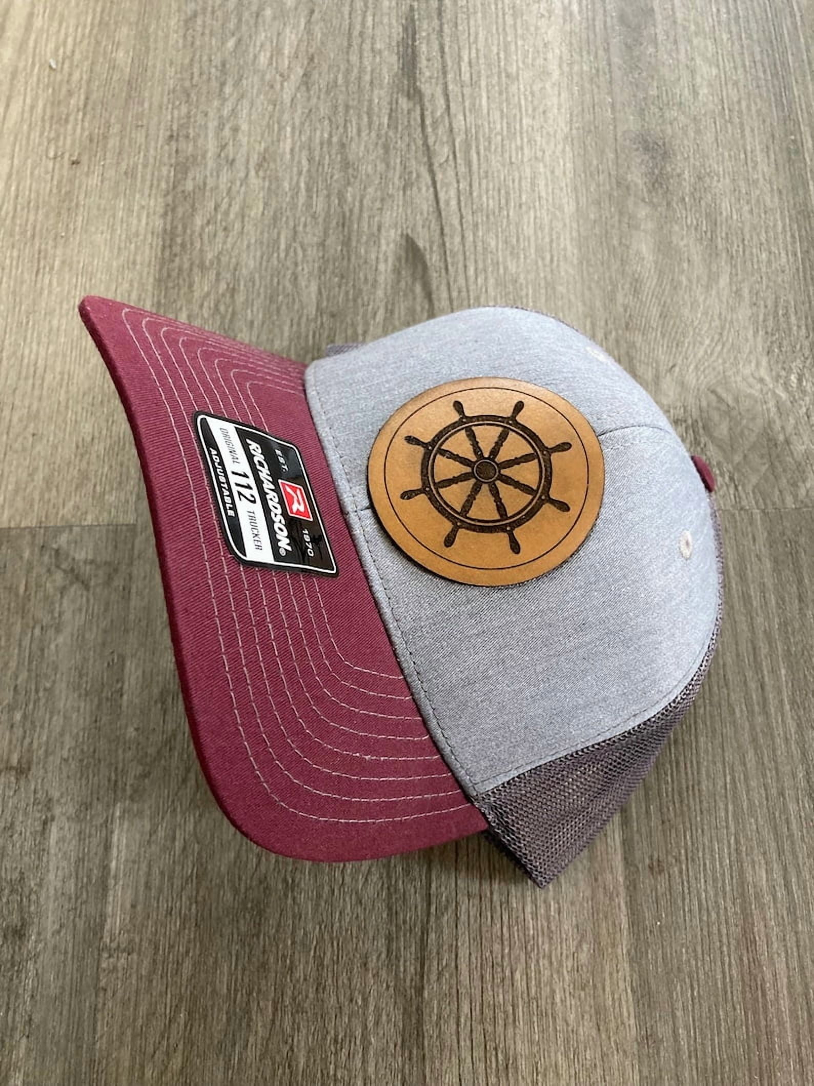 Boat Helm leather patch Hat, Richardson 112, trucker hat, boating hat ...