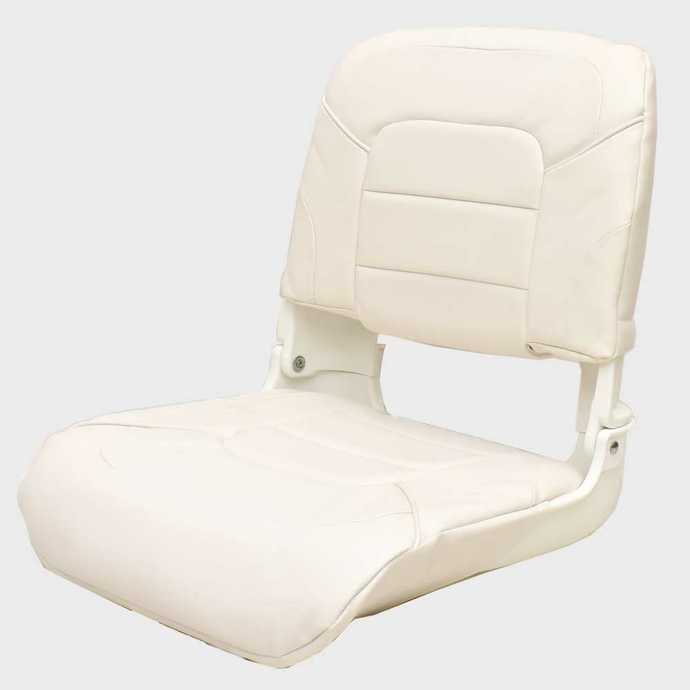 Boat High Back Folding Seat 75140W | All Weather Solid White - Walmart.com