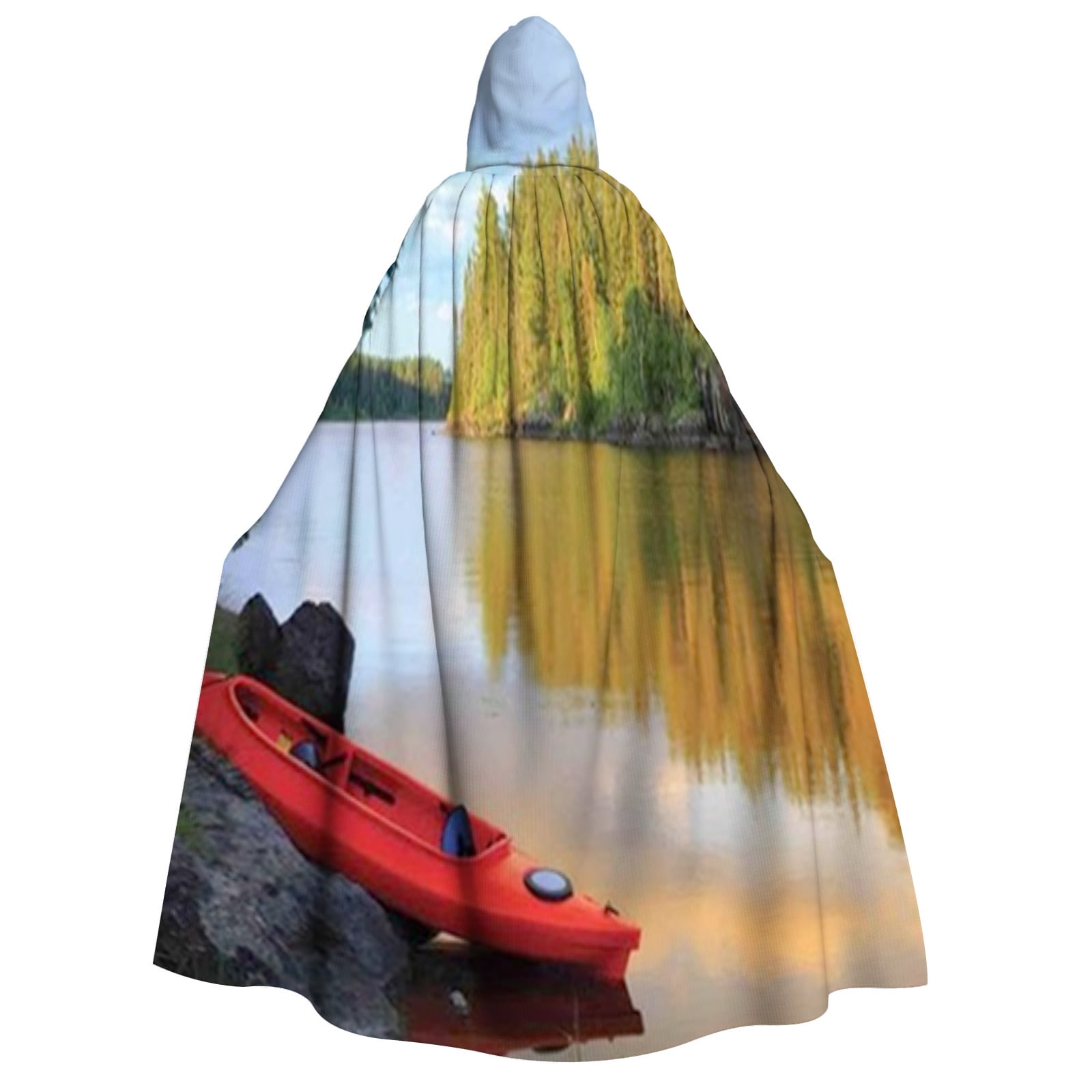 Boat,Hooded Cloak Unisex Cloak with Hood,Boat on The Lake,Cosplay Witch ...