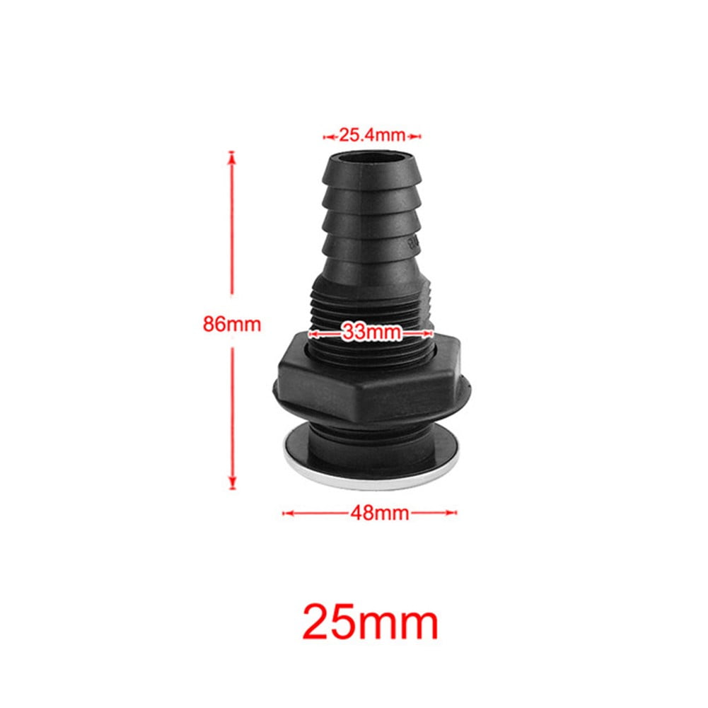 Boat Hose Pipe Elbow Bilge Pump Drain Black Nylon with Stainless Thru ...