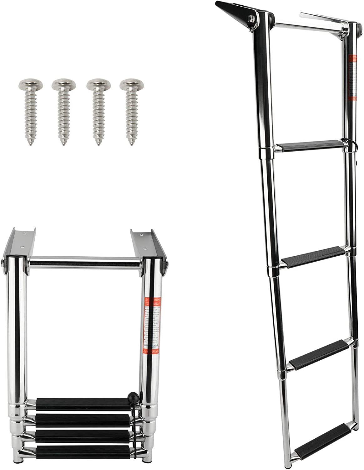 Boat Ladder, 4 Step Telescoping Swim Marine Boat Ladder Stainless with ...