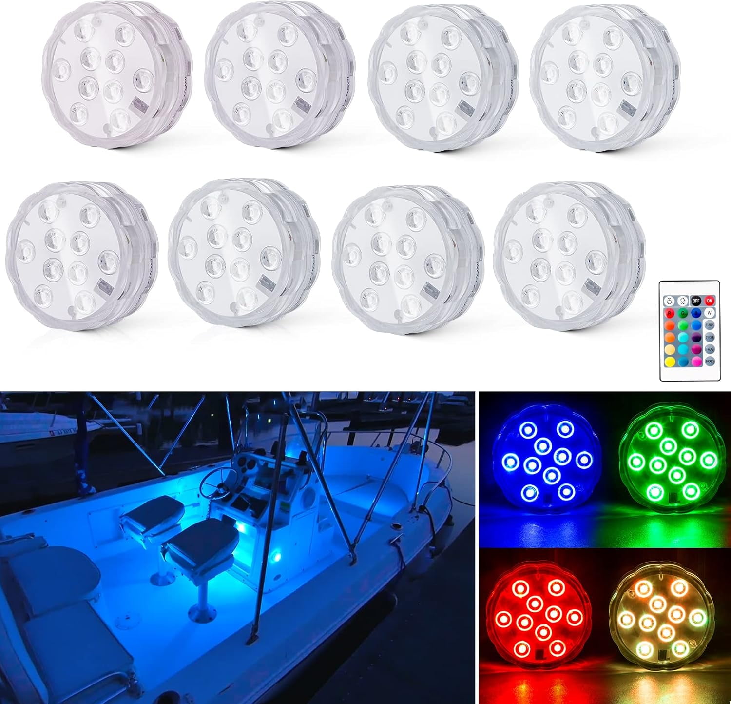 Boat Lights Wireless, Battery Powered Operated Marine Led Interior ...