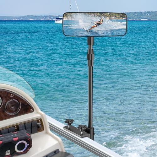 Boat Mirror, Upgraded Pontoon Boat Rear View Mirror with Telescopic ...