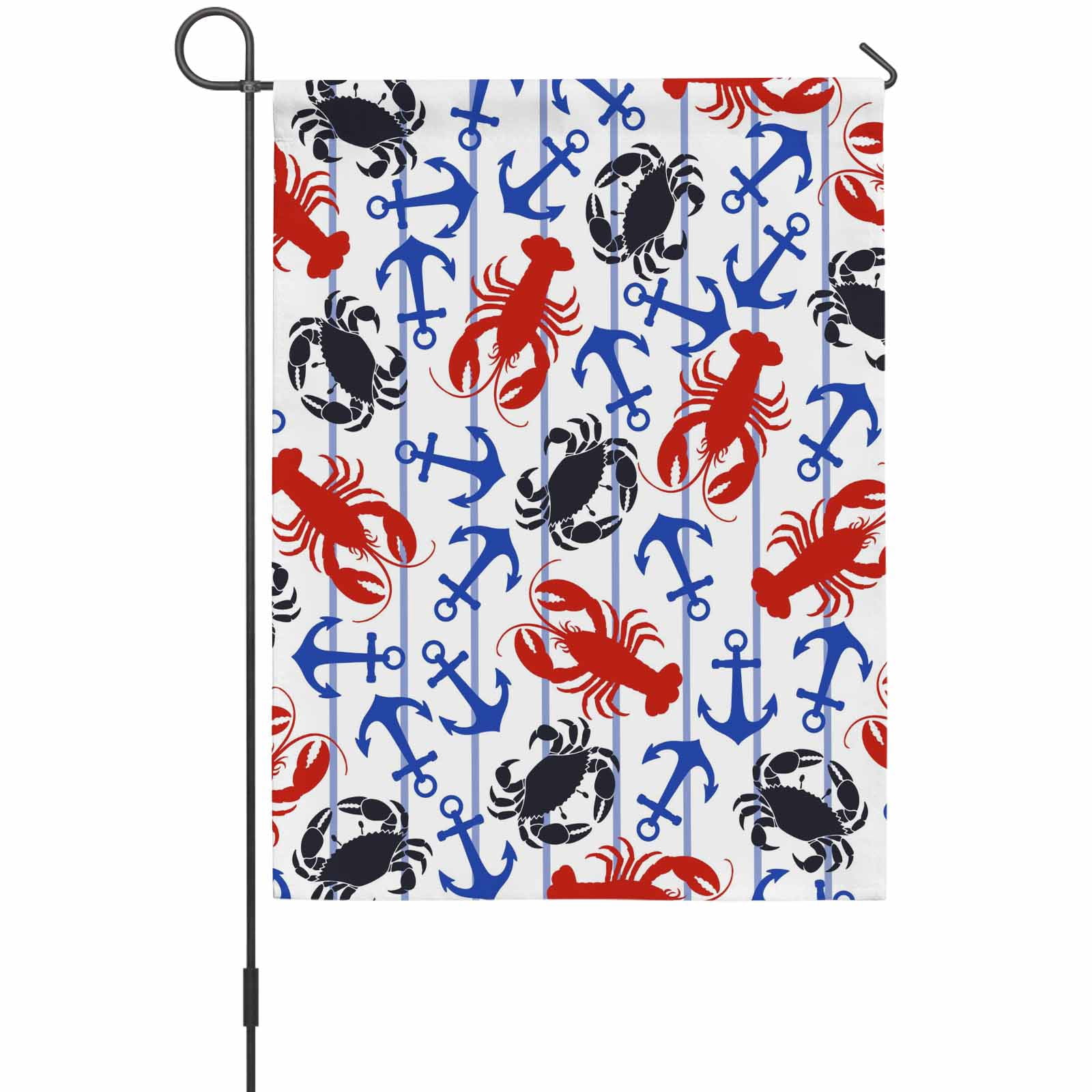 Boat Navy Anchors House Flag 28 x 40 Inches, Black Crabs Red Lobster ...