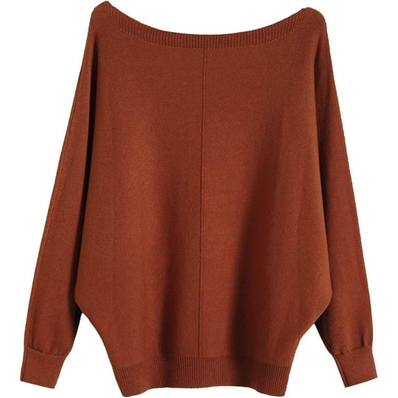 Boat Neck Batwing Sleeves Dolman Knitted Sweaters and Pullovers Tops ...
