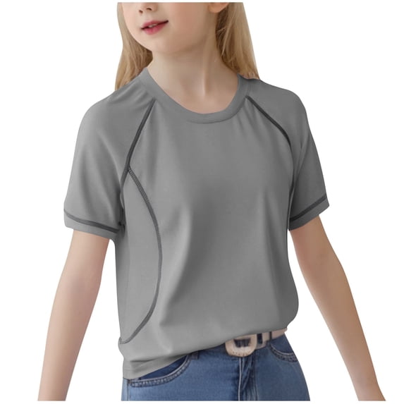 Boat Neck Rayon Tee Shirts for Kids Girl Boy Fall Summer Short Sleeve ...