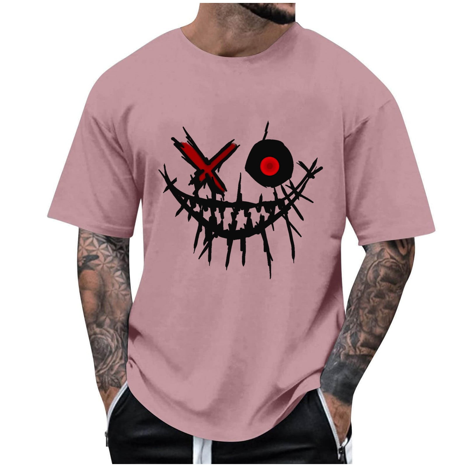 Boat Neck Spandex T Shirts for Man Summer Fall Short Sleeve Print ...