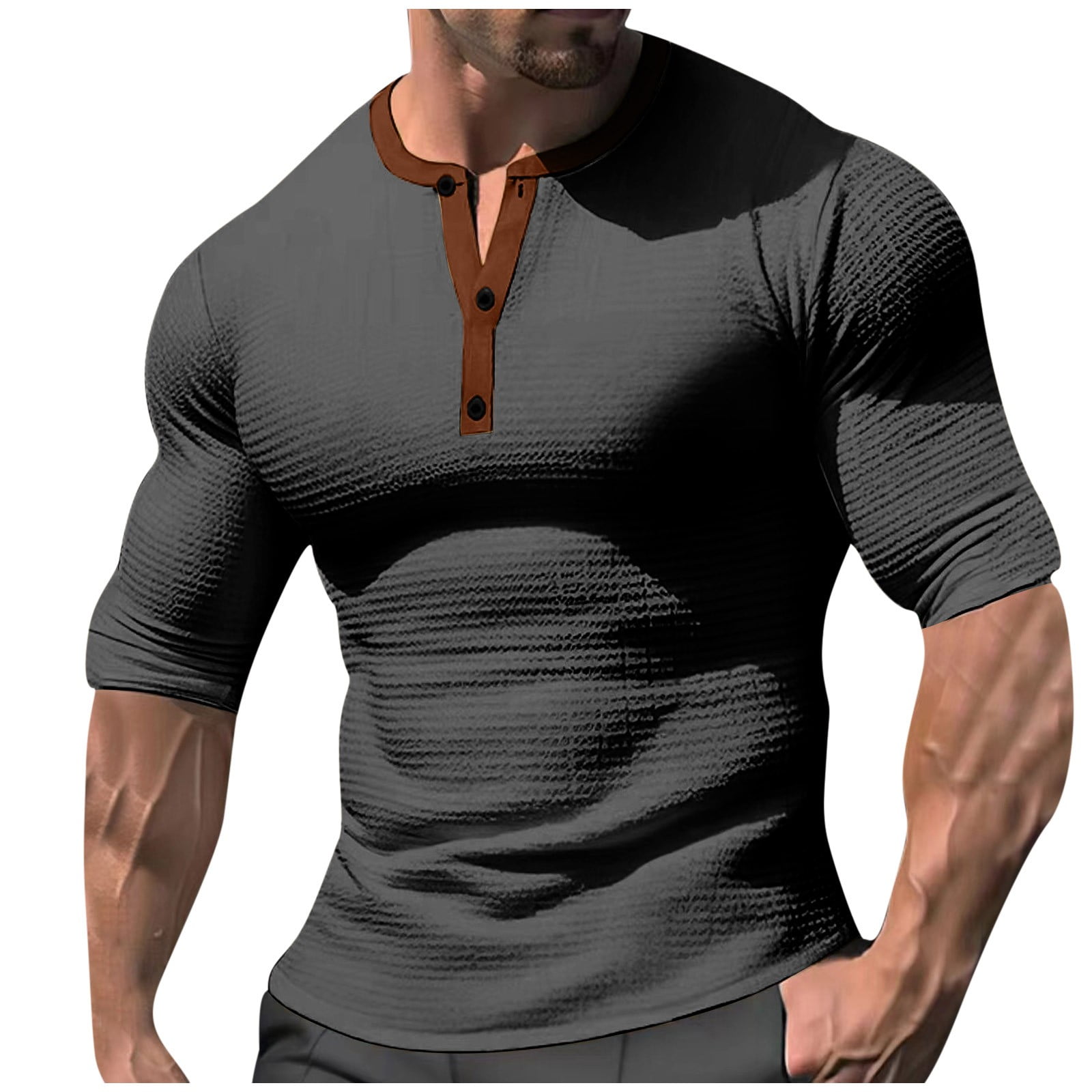 Boat Neck Spandex Tops for Man Fall Summer Short Sleeve Crochet Plain ...