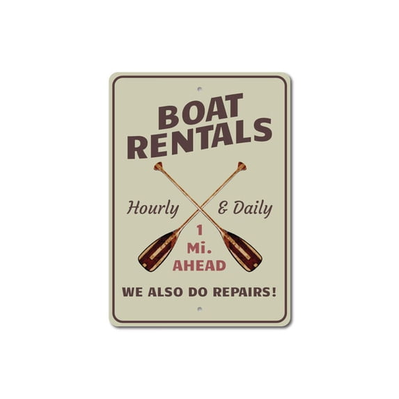 Boat Oars Decor Boat Rental Sign Boat Owner Metal Decor Sign Size: 8 x ...