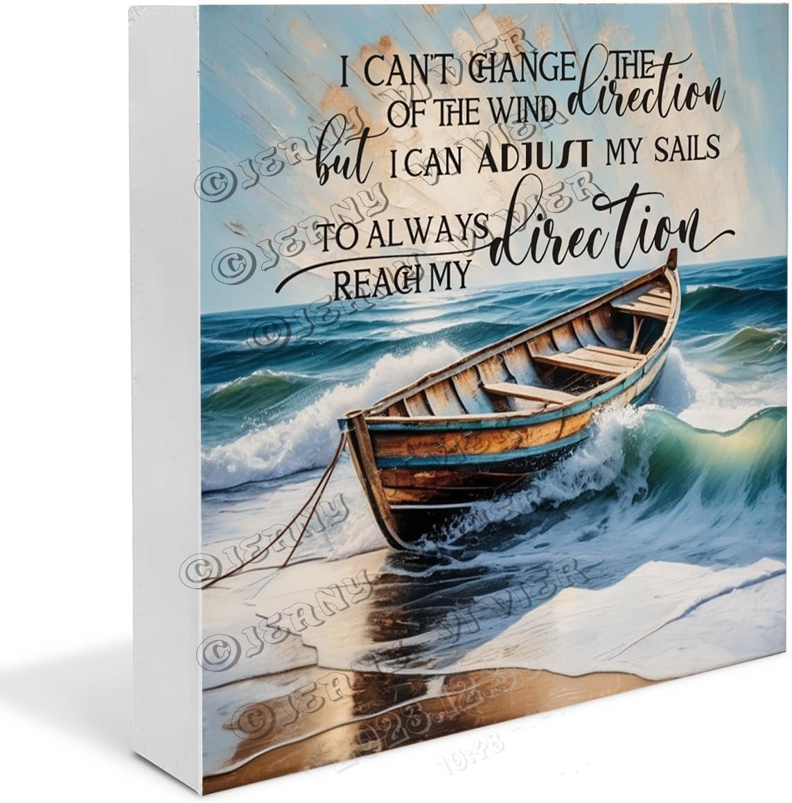 Boat Ocean Sunrise Beach Wave Reach My Destination Wooden Box Sign ...