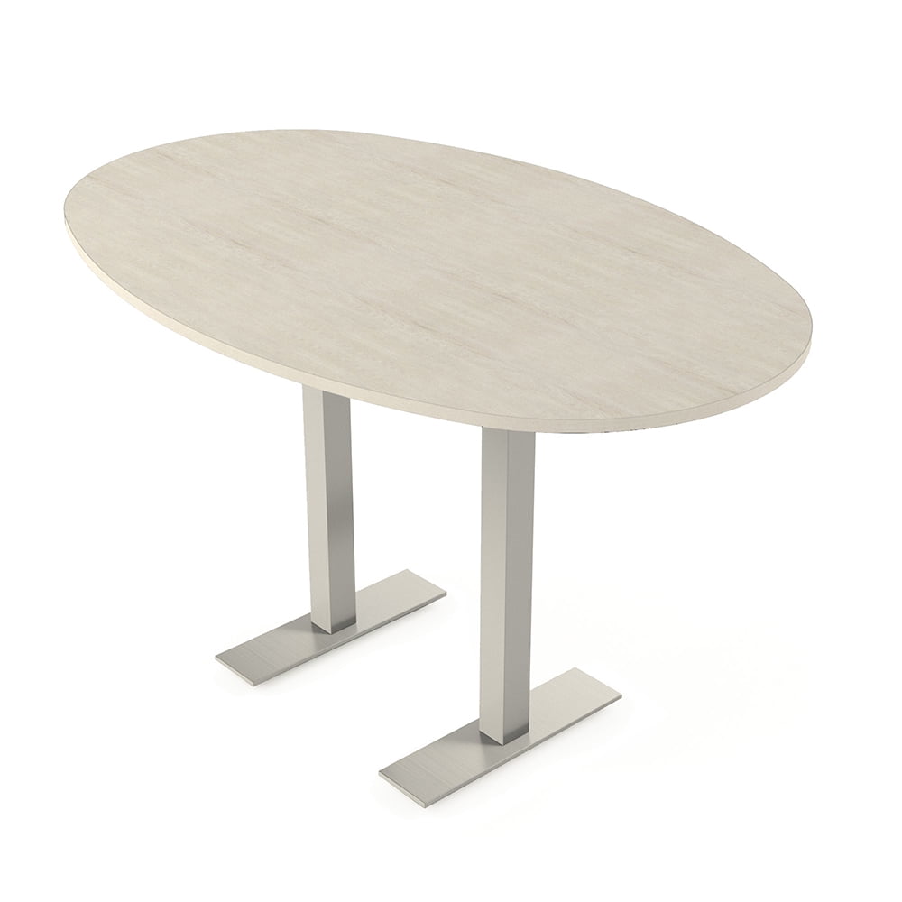 Boat Oval Bistro Height Meeting Table T-Shaped Metal Base 46x72 Bar ...