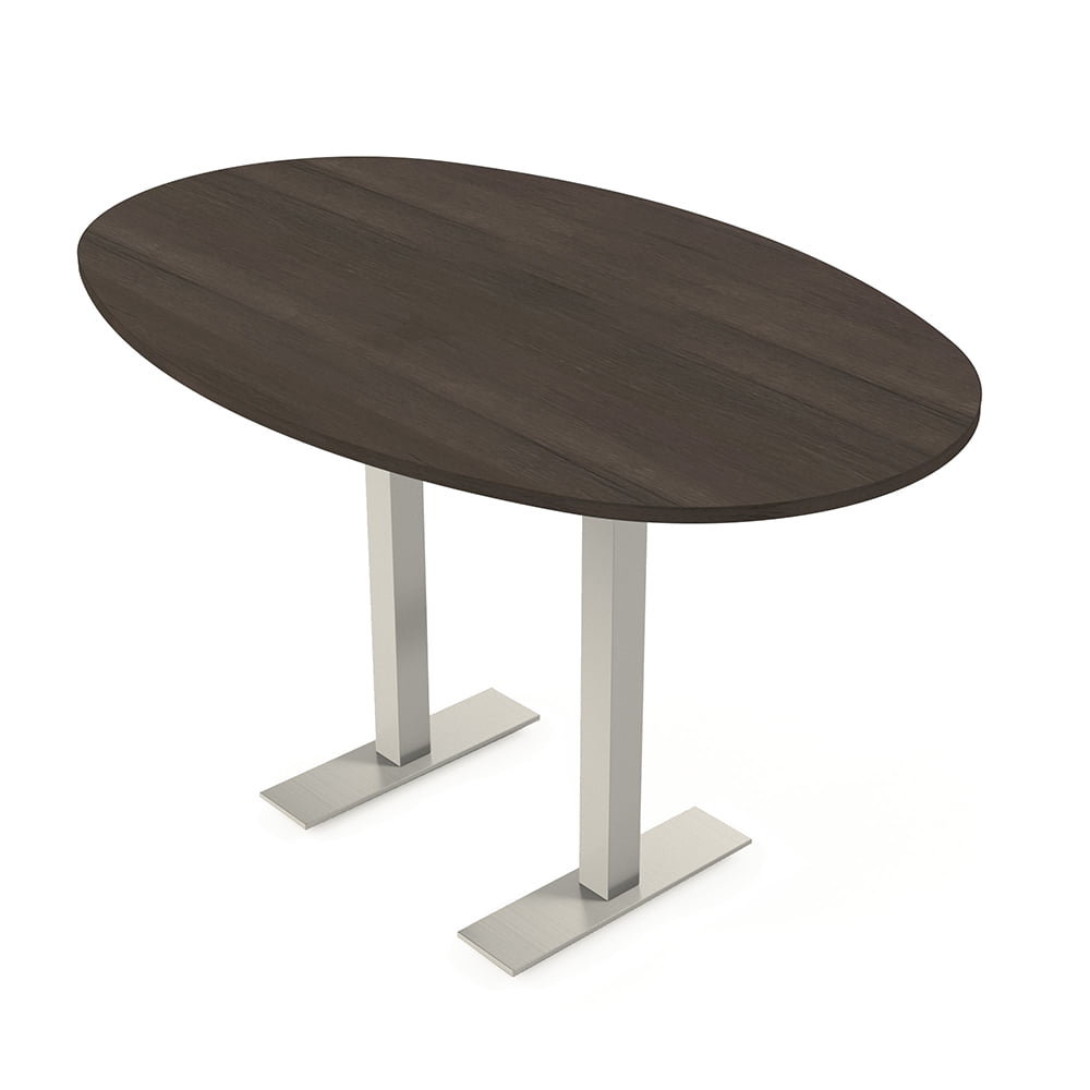 Boat Oval Bistro Height Meeting Table T-Shaped Metal Base 46x72 Bar Table - Walmart.com