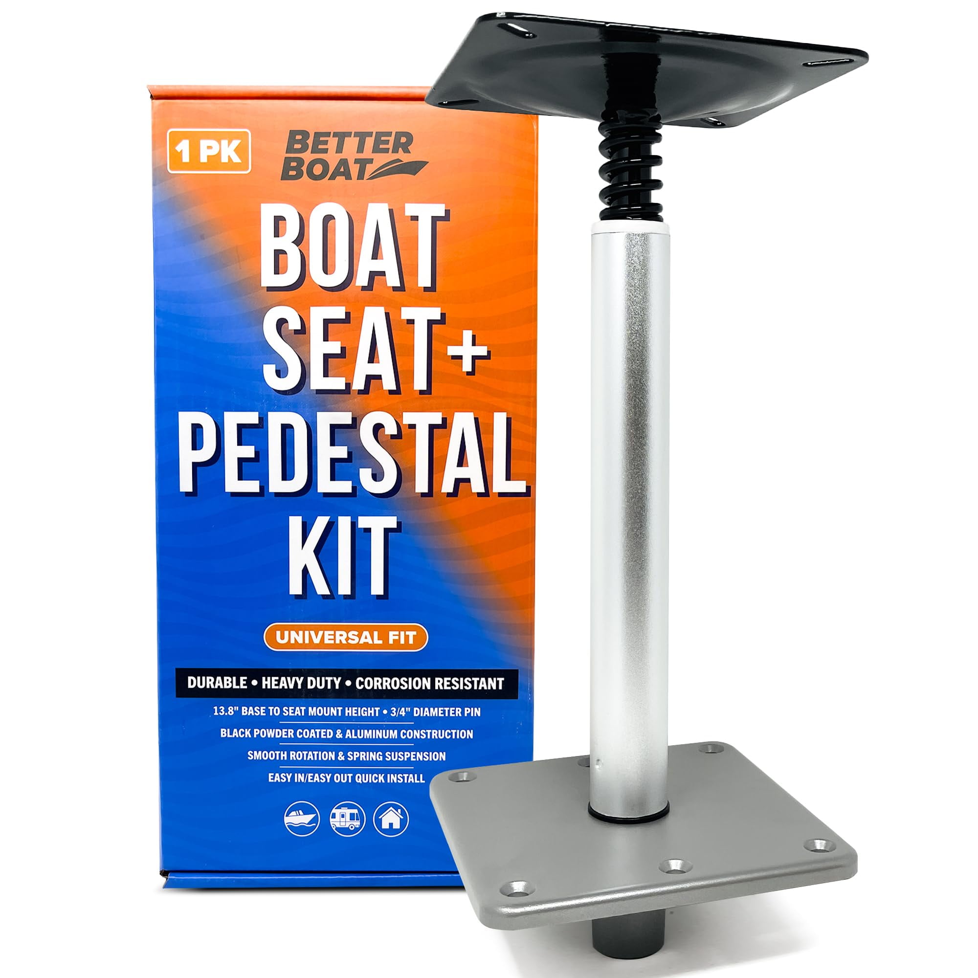 Boat Pedestal Seat Package, 3-Piece Kit, 1-Pack, Includes Boat Seat ...