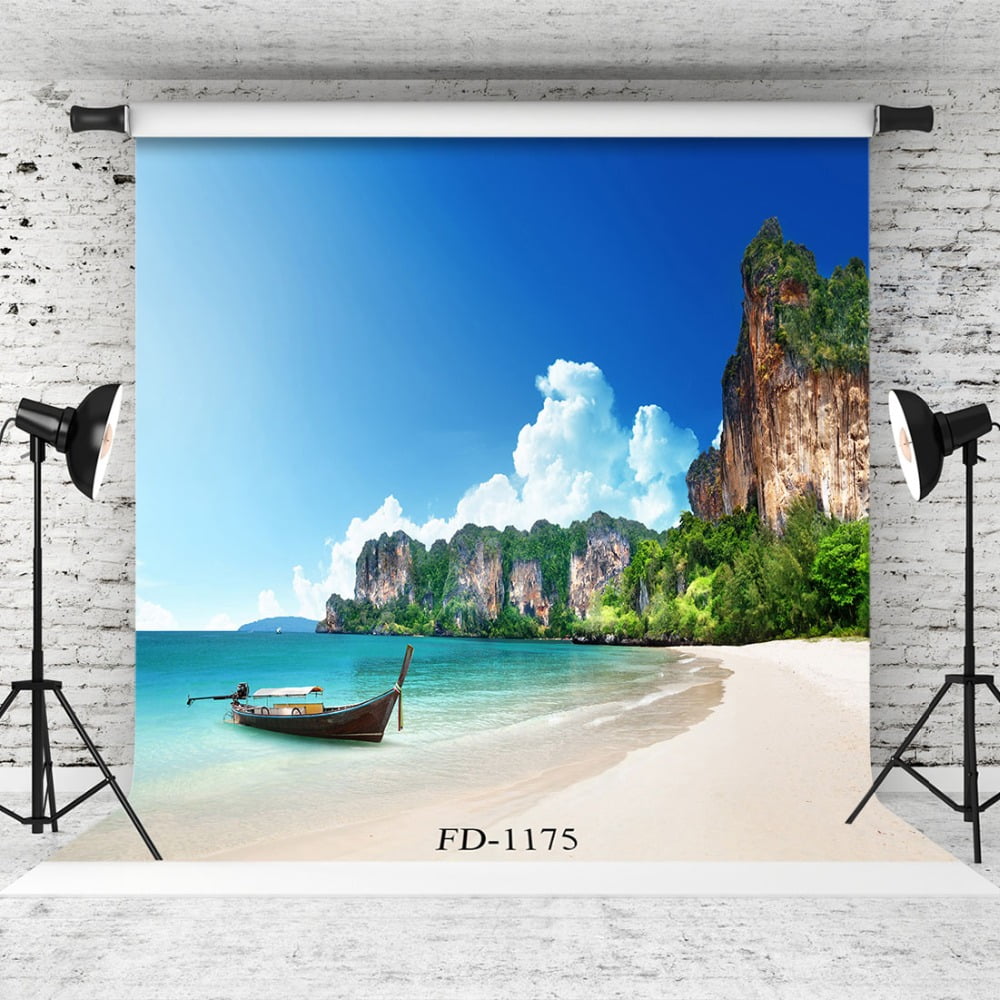 Boat Photography Background Mountain Beach Backdrops for Photograph ...